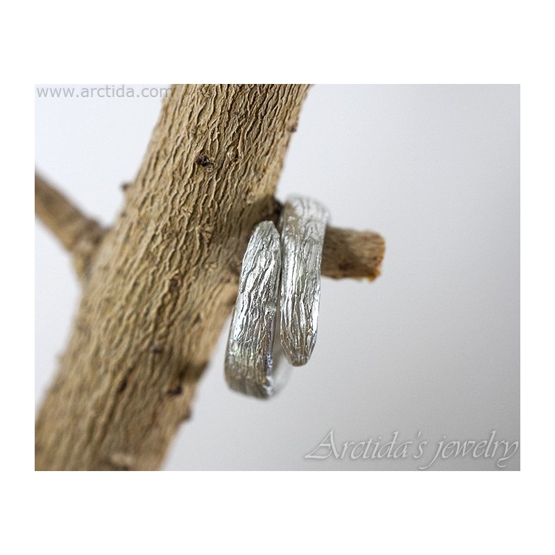 Twig ring Branch ring Tree Bark textured wedding band sterling silver
