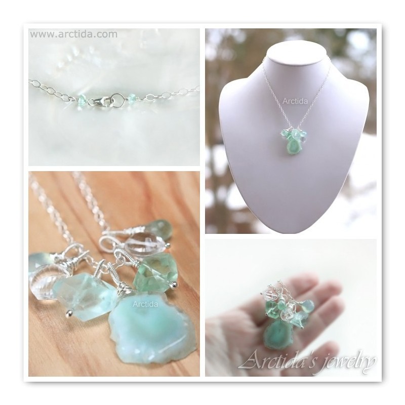 Mint necklace mint green Agate Fluorite aqua blue Chalcedony Rock ...