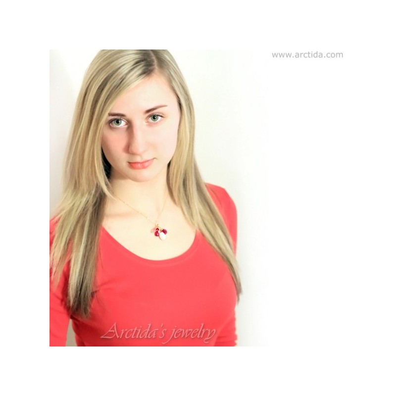 Garnet Pink Opal Red Chalcedony Rose Quartz Ruby necklace - Aine