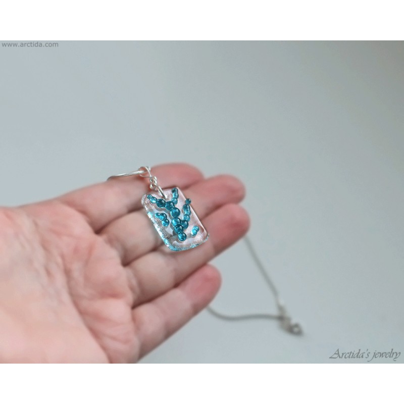 Blue green algae necklace for women Microbiology jewelry Cyanobacteria