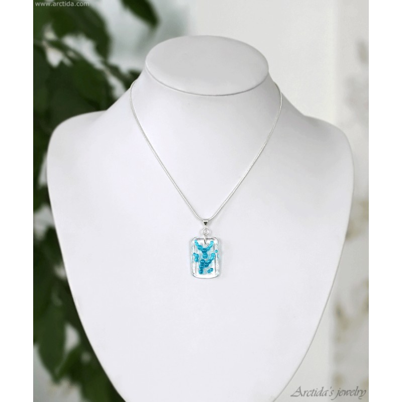 Blue green algae necklace for women Microbiology jewelry Cyanobacteria